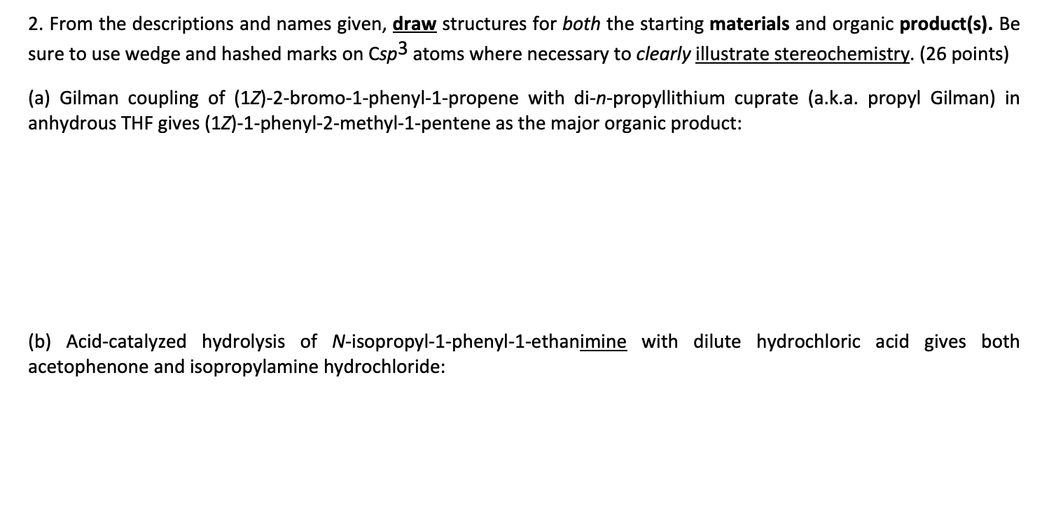 Solved 2. From the descriptions and names given, draw | Chegg.com
