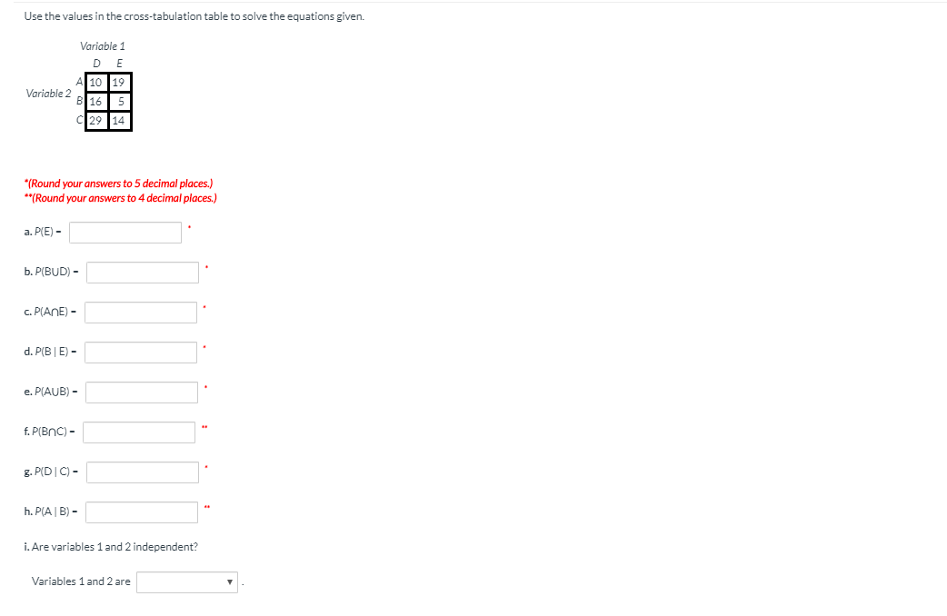 Solved Use the values in the cross-tabulation table to solve | Chegg.com