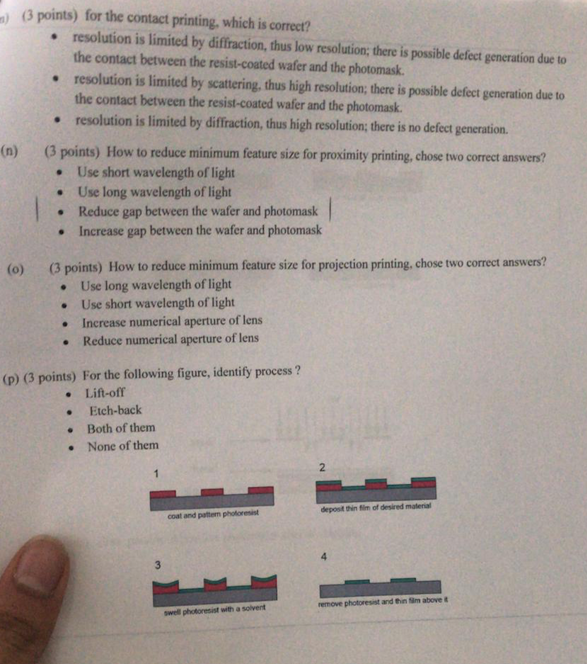 Solved (3 points) for the contact printing, which is | Chegg.com