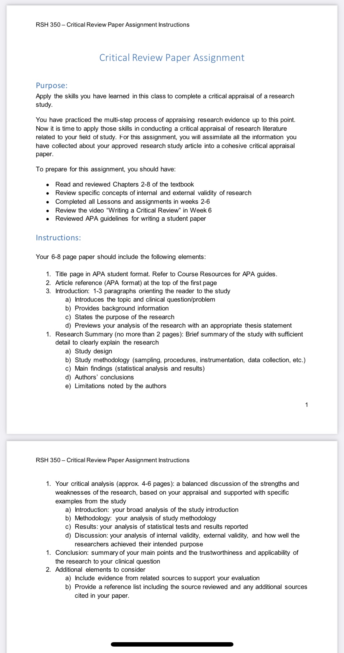 Solved Critical Review Paper Assignment Apply the skills you | Chegg.com