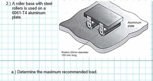 Solved 2.) A roller base with steel rollers is used on a | Chegg.com