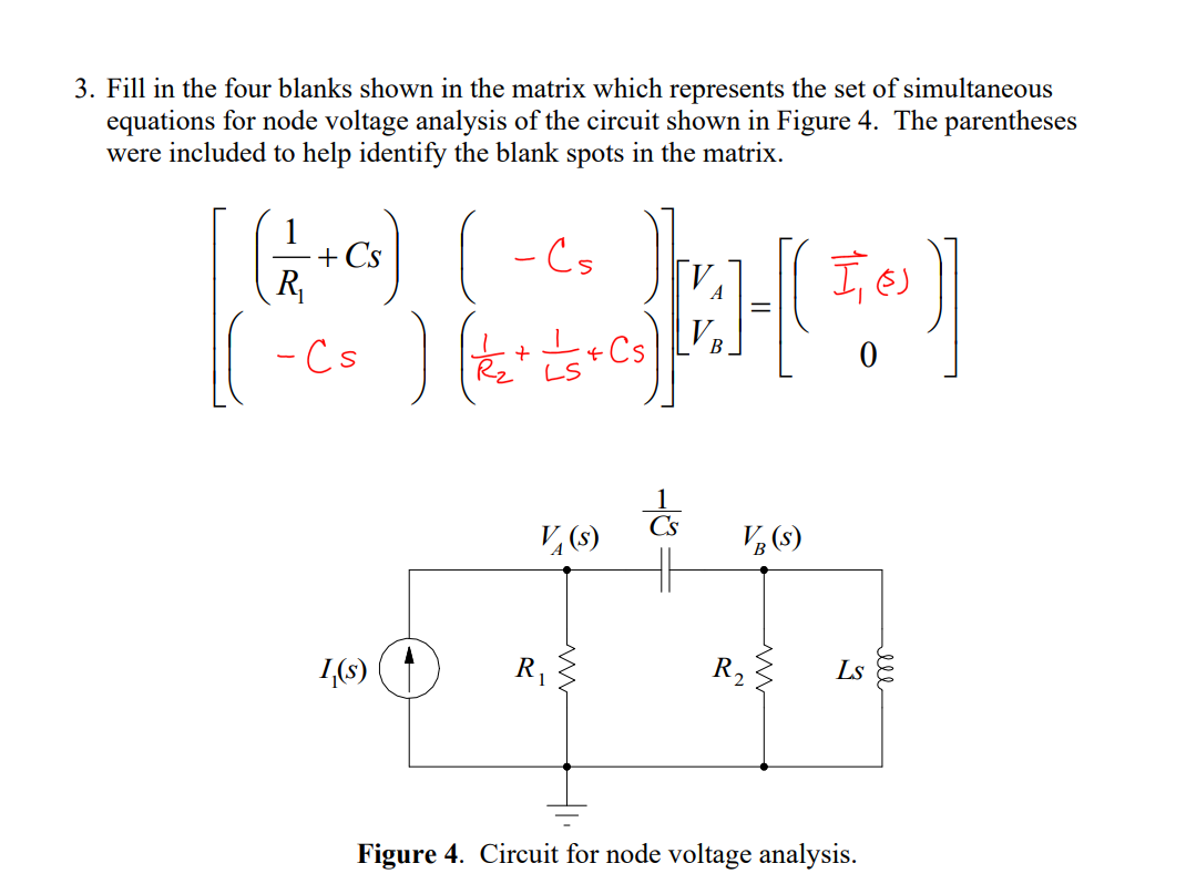 Solved 3. Fill in the four blanks shown in the matrix which | Chegg.com