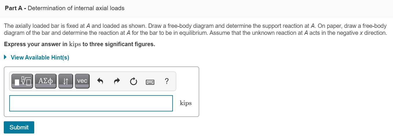 Solved Average Normal Stress in an Axially Loaded Bar 8 of | Chegg.com