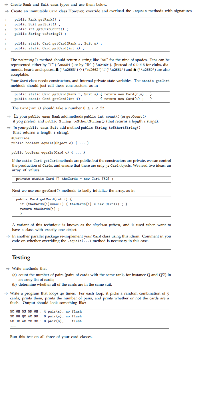 Solved ⇒ Create Rank and Suit enum types and use them below. | Chegg.com