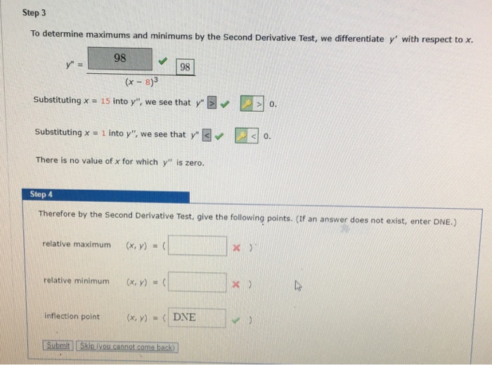 Solved Step 3 To determine maximums and minimums by the | Chegg.com