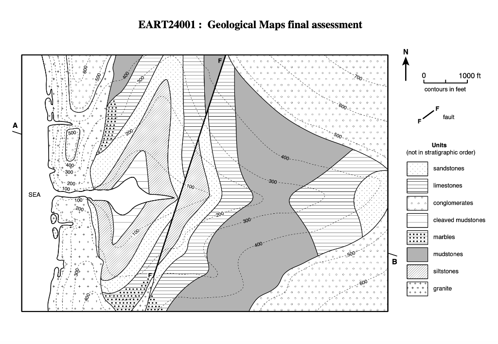 Solved in the left side of the map, there is an unconformity | Chegg.com