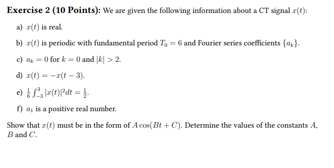 Solved Exercise 2 (10 Points): We are given the following | Chegg.com