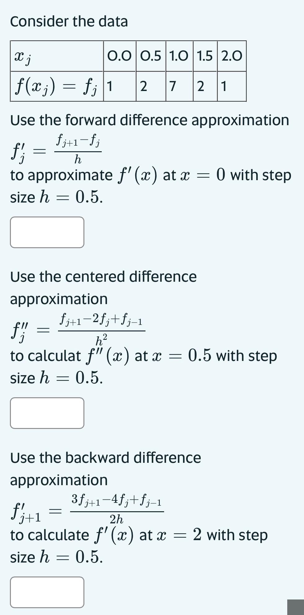 Solved Consider the data Use the forward difference | Chegg.com