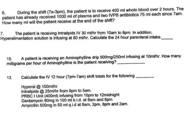 Solved Can you give me the answer for these Nursing med math | Chegg.com