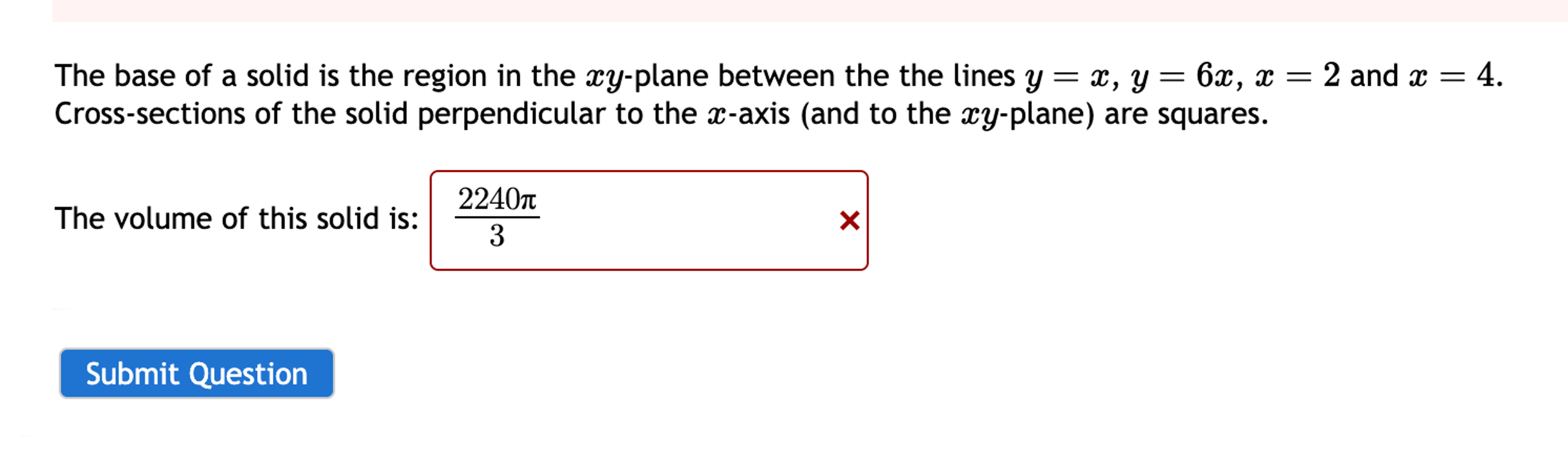 Solved The base of a solid is the region in the xy-plane | Chegg.com