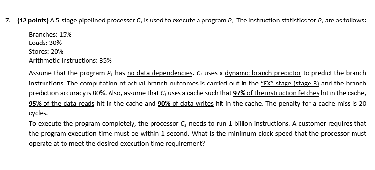 7. (12 points) A 5-stage pipelined processor is used | Chegg.com