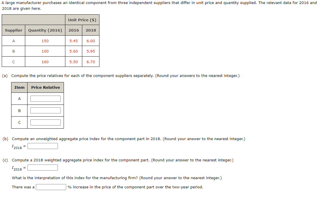 Solved Compute a 2018 weighted aggregate price index for the | Chegg.com