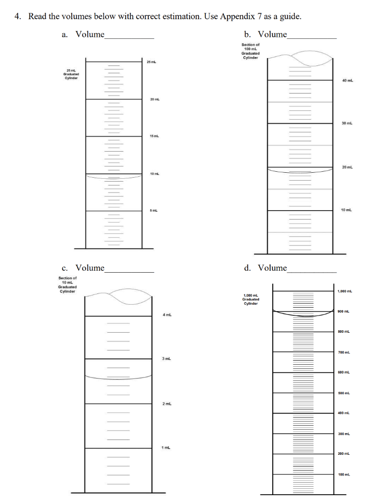 Solved 4. Read the volumes below with correct estimation. | Chegg.com