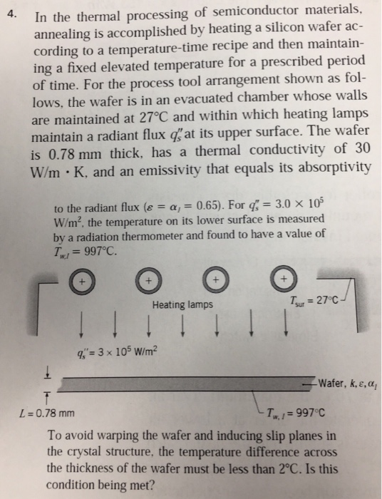 Solved In the thermal processing of semiconductor materials, | Chegg.com
