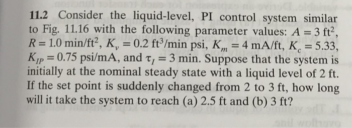 Solved 11.2 Consider the liquid-level, PI control system | Chegg.com