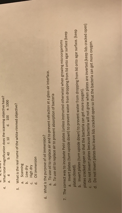 Solved What total magnification does the scanning objective | Chegg.com