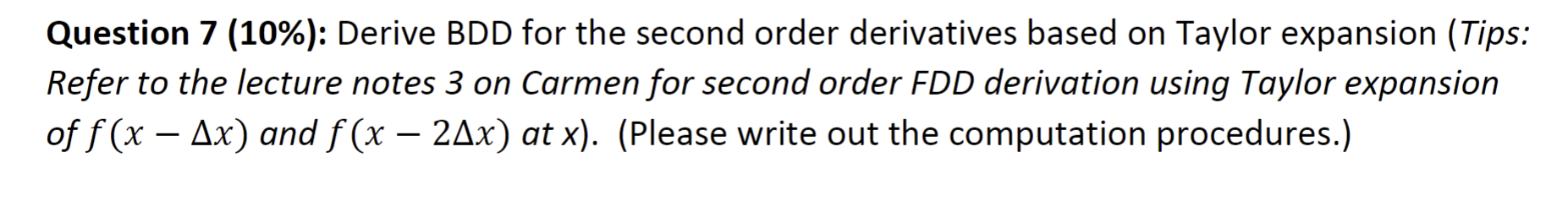 Solved Question 7(10%): Derive BDD for the second order | Chegg.com