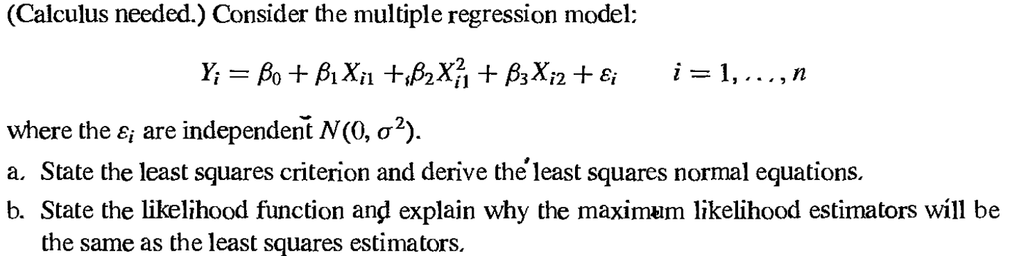 Solved (Calculus needed.) Consider the multiple regression | Chegg.com