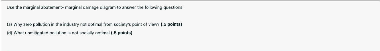Solved Use the marginal abatement-marginal damage diagram to | Chegg.com