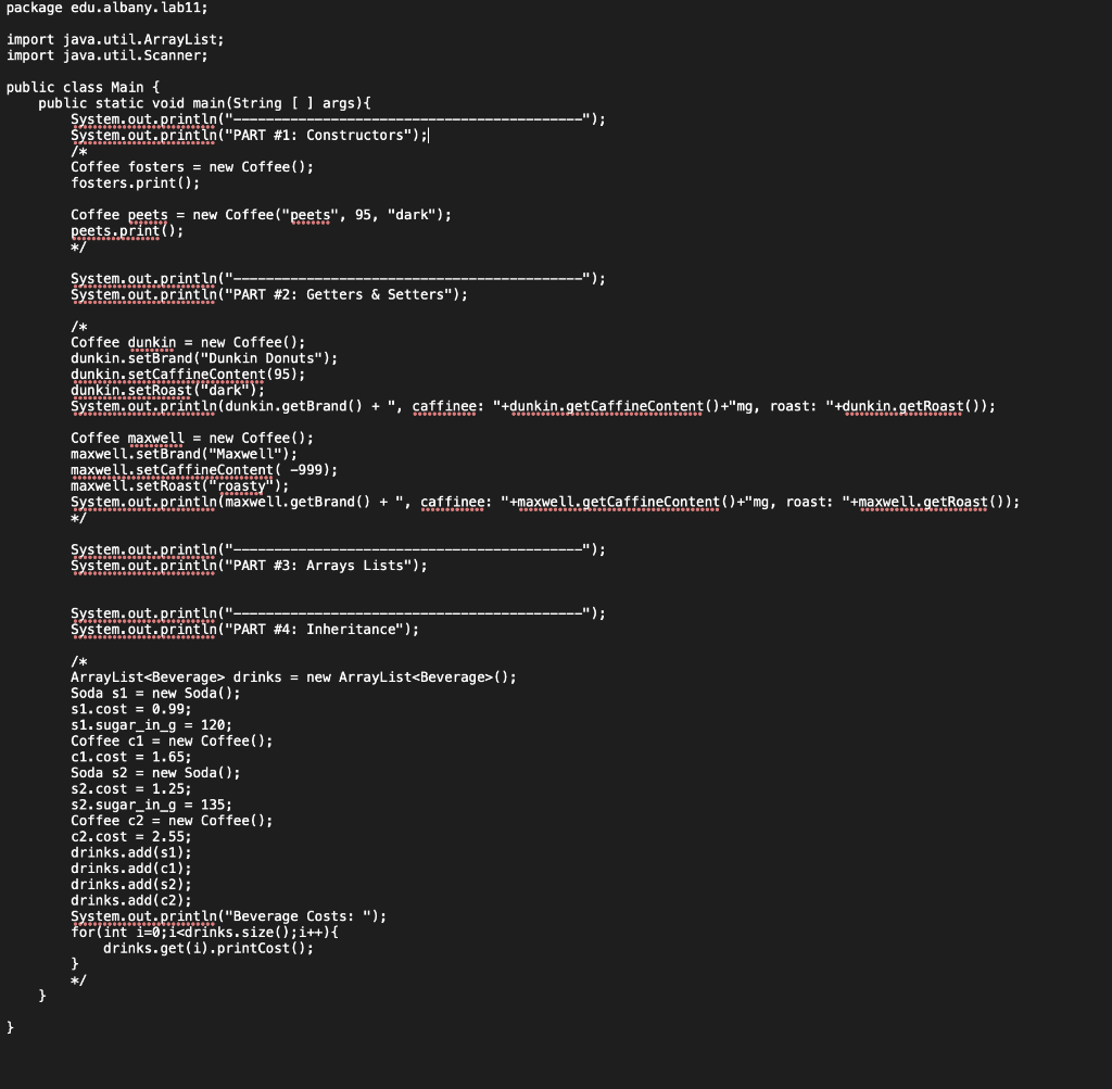 Solved Beverage.java package edu.albany. lab11; public class | Chegg.com