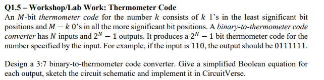 [Solved]: Q1.5 - Workshop/Lab Work: Thermometer Code An ( M
