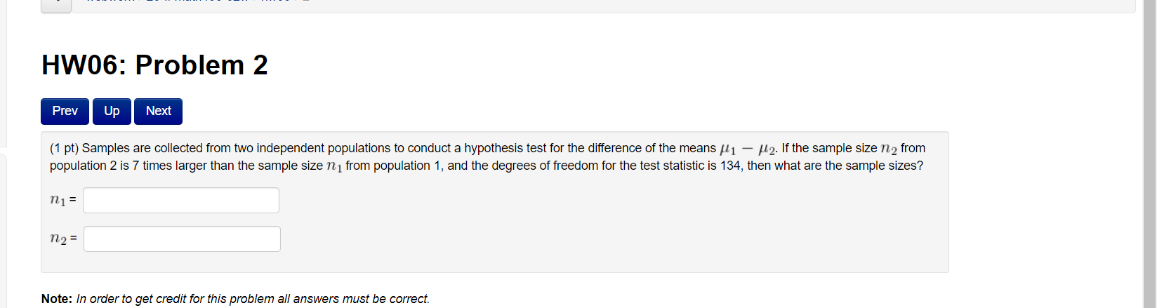 Solved HW06: Problem 2 Prev Up Next (1 pt) Samples are | Chegg.com