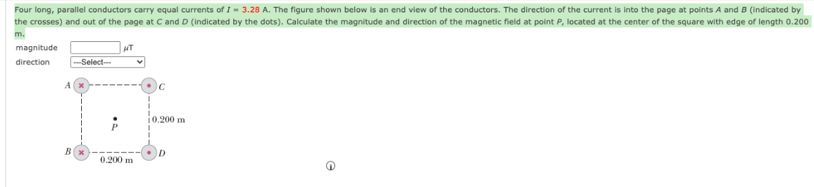 Solved Four long, parallel conductors carry equal | Chegg.com