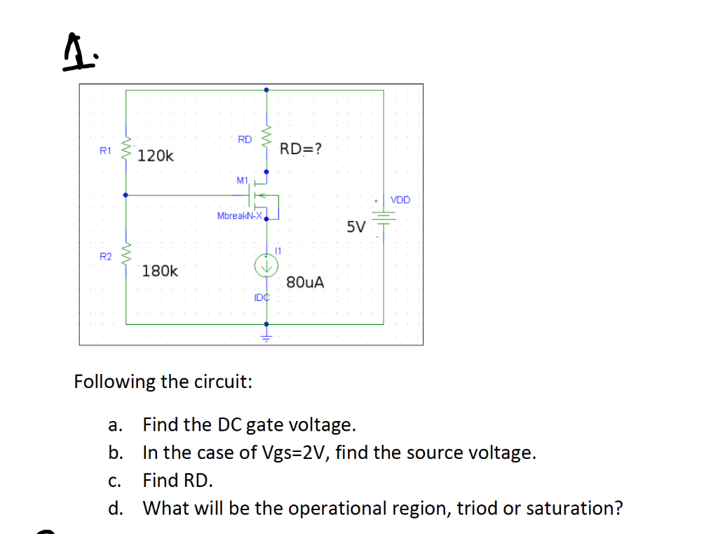 Solved Following the circuit: a. Find the DC gate voltage. | Chegg.com