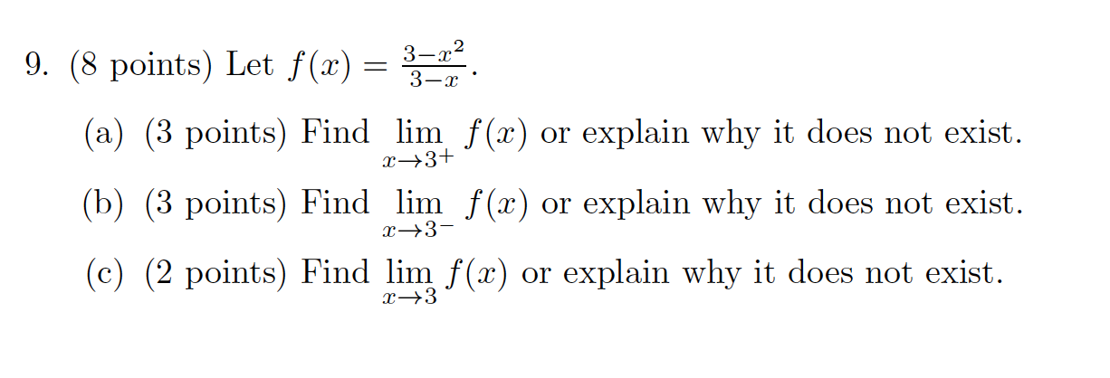 Solved (8 points ) Let f(x)=3−x3−x2 (a) (3 points) Find | Chegg.com