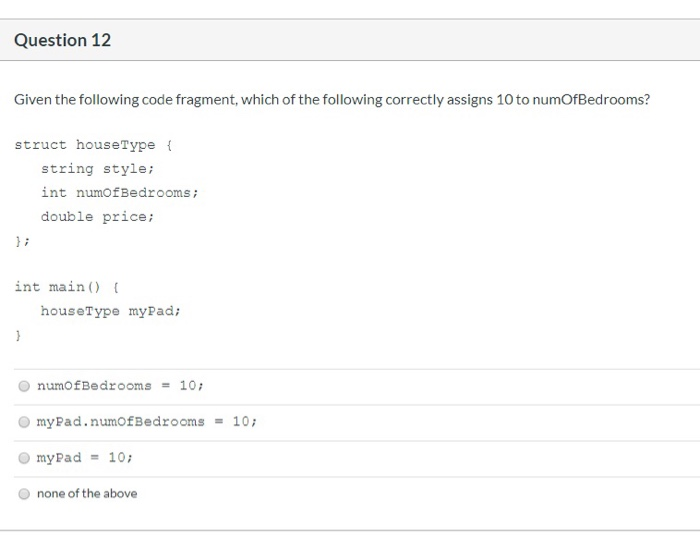 Solved Question 12 Given the following code fragment, which | Chegg.com