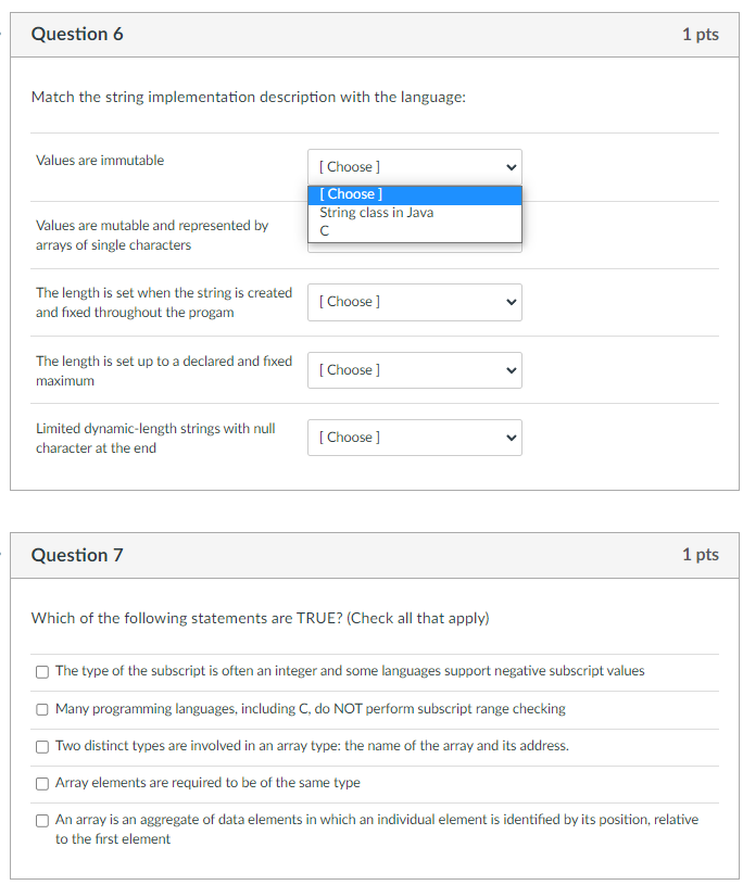 Solved Match The String Implementation Description With The 2898