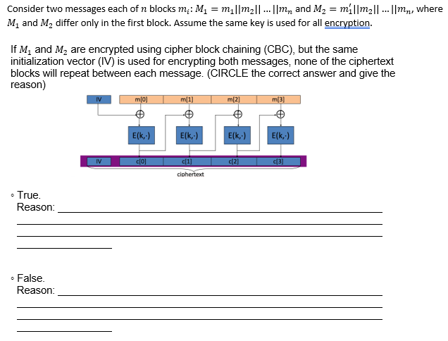 Solved Consider two messages each of n blocks | Chegg.com