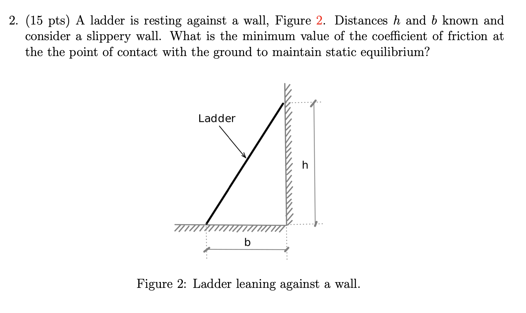 Solved 2. (15 pts) A ladder is resting against a wall, | Chegg.com