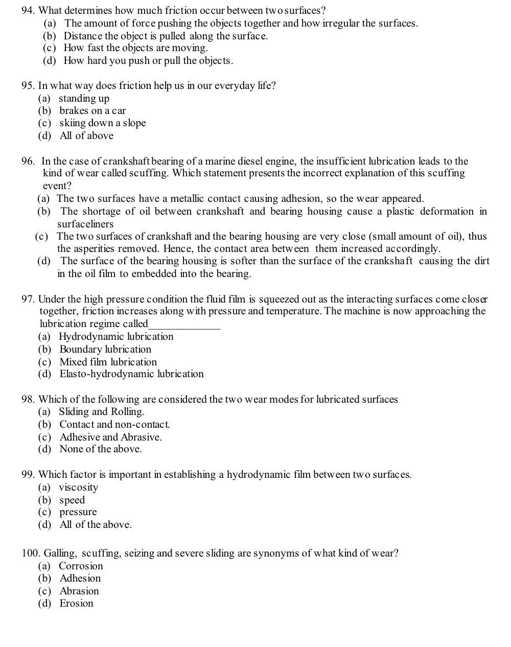 Solved 94. What determines how much friction occur between | Chegg.com