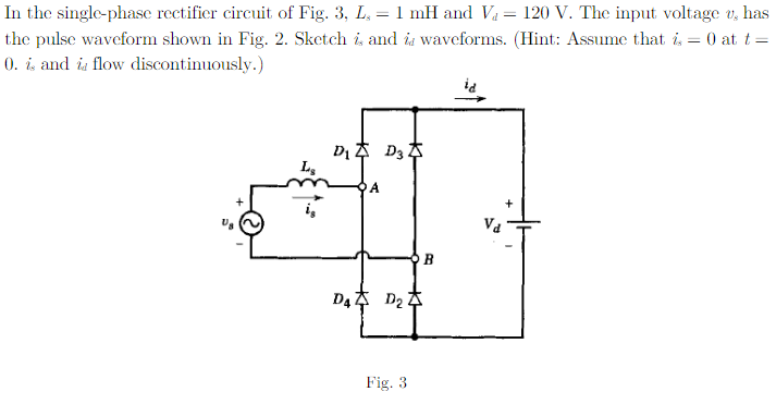 Solved In the single-phase rectifier circuit of Fig. | Chegg.com