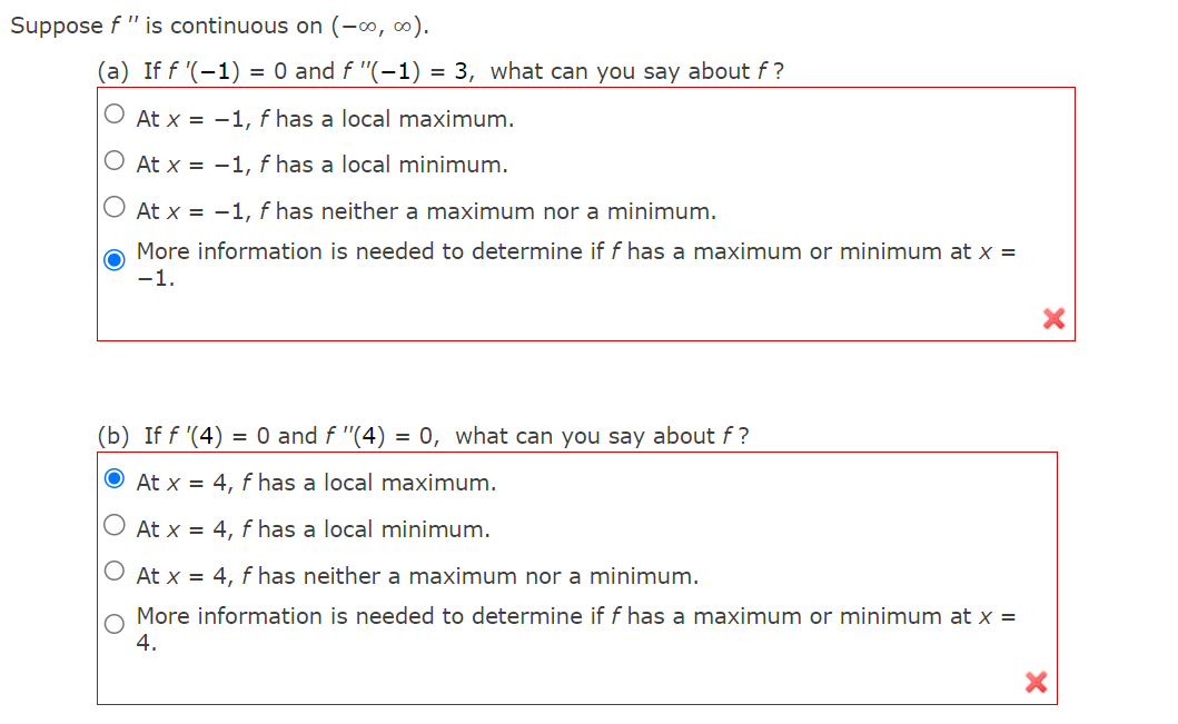 Solved Suppose f′′ is continuous on (−∞,∞). (a) If f′(−1)=0 | Chegg.com