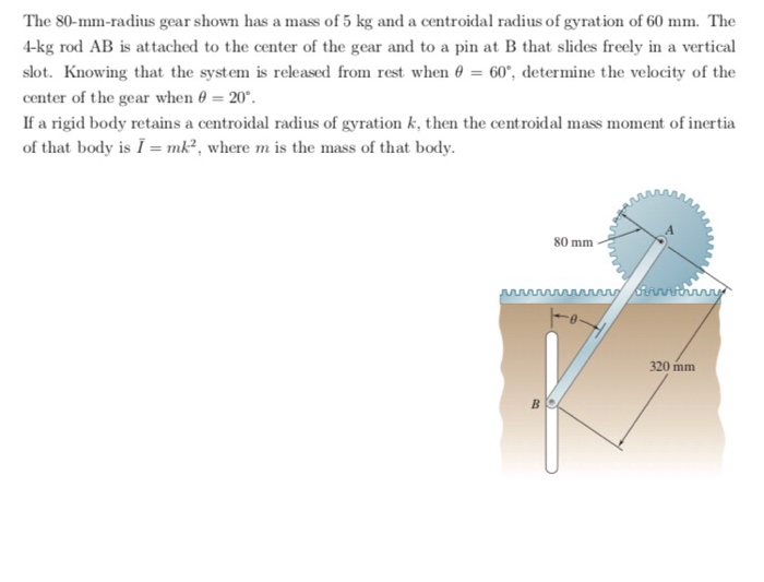 Solved The 80-mm-radius gear shown has a mass of 5 kg and a | Chegg.com