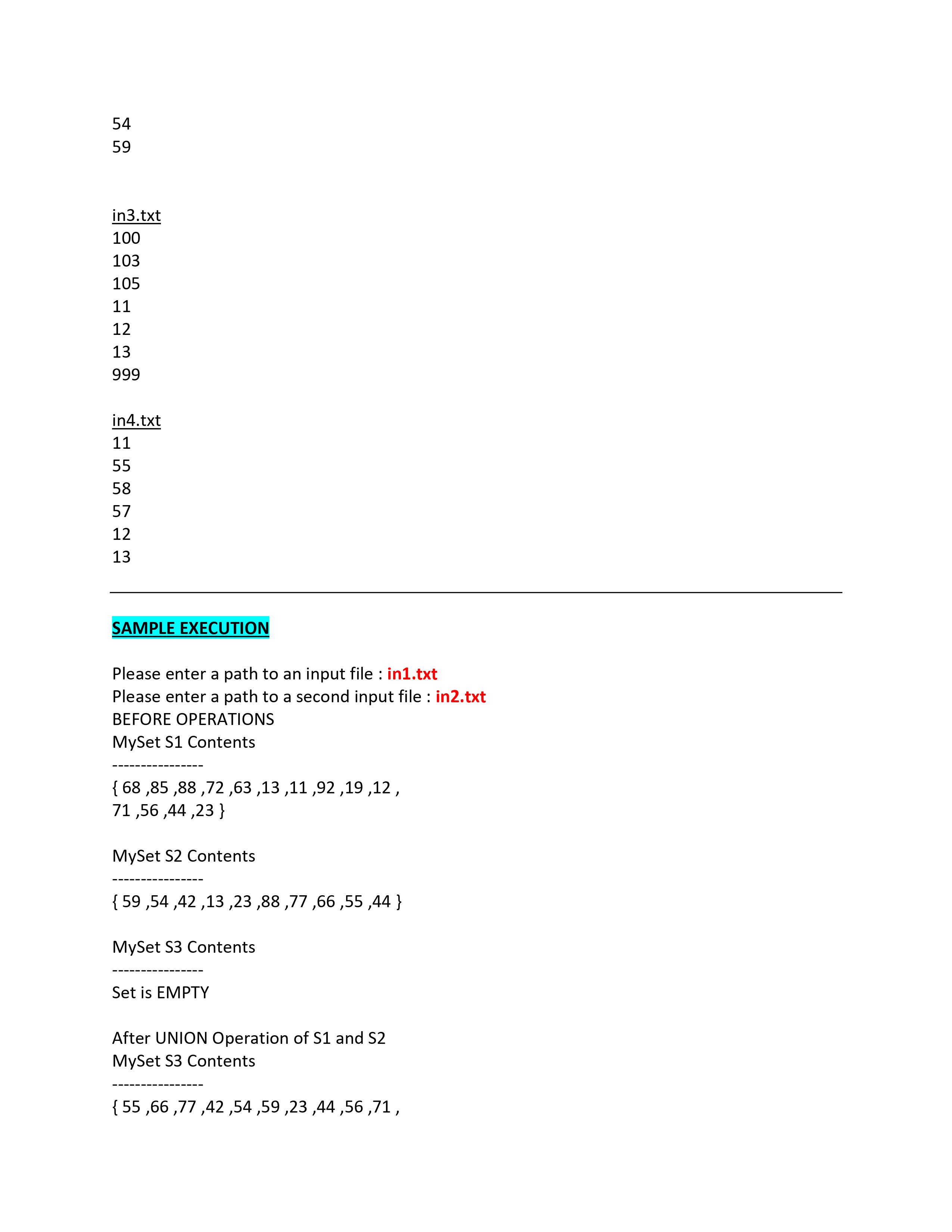Solved SAMPLE EXECUTION Please enter a path to an input file | Chegg.com