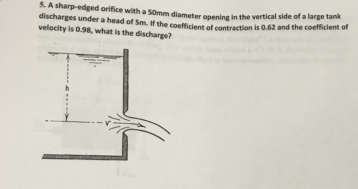 Solved 5. A sharp-edged orifice with a 50 discharges under a | Chegg.com