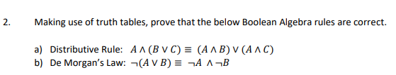 Solved Making use of truth tables, prove that the below | Chegg.com