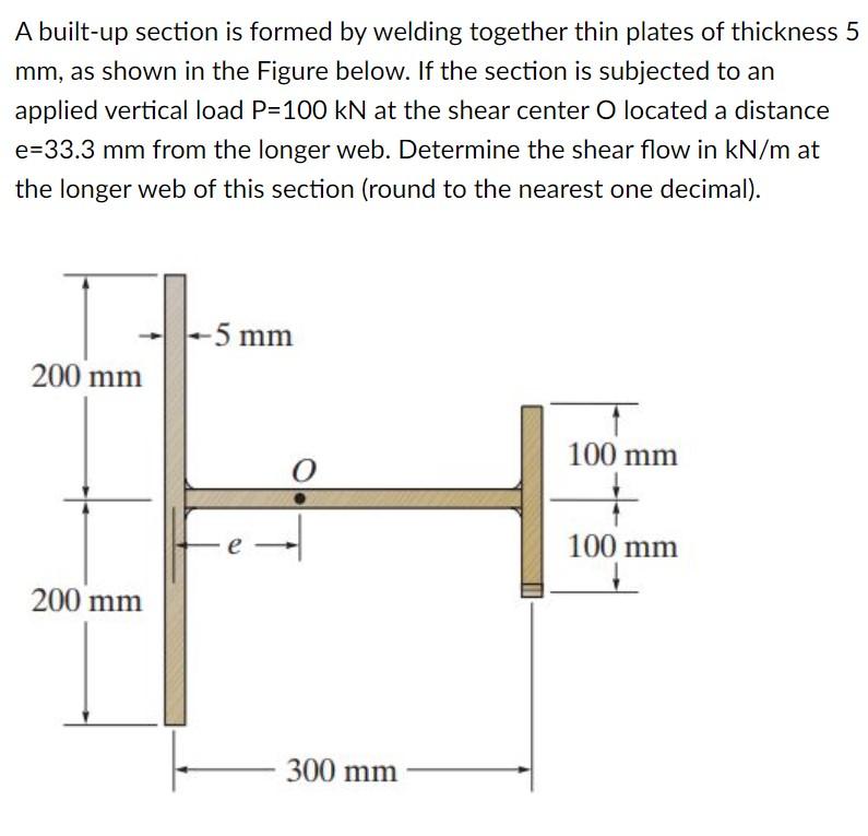 Solved A built-up section is formed by welding together thin | Chegg.com