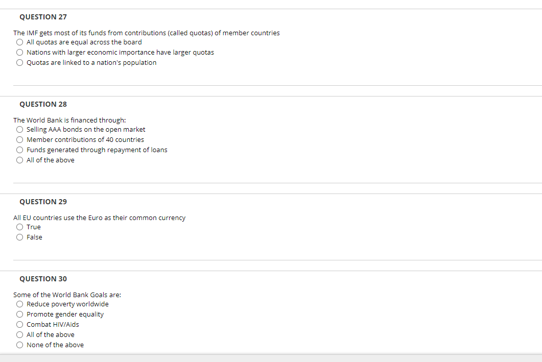 Solved QUESTION 27 The IMF gets most of its funds from | Chegg.com