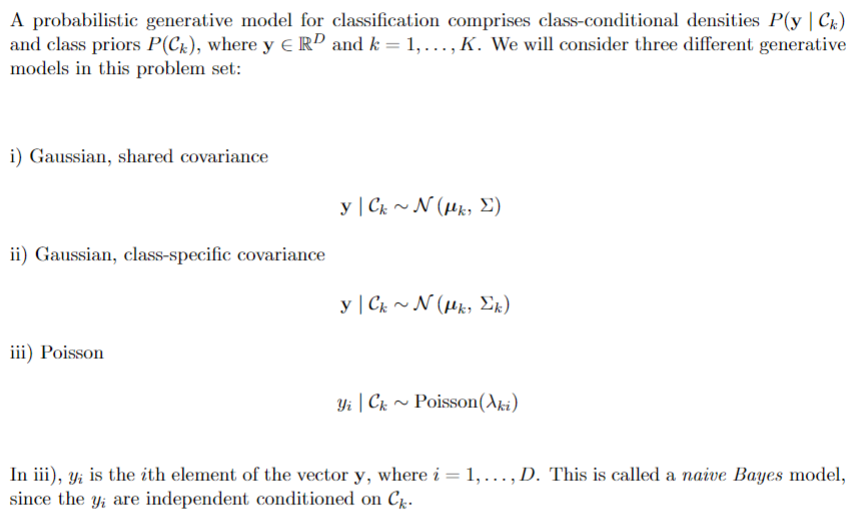 Solved A probabilistic generative model for classification | Chegg.com
