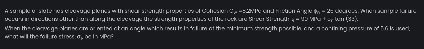 Solved A sample of slate has cleavage planes with shear | Chegg.com