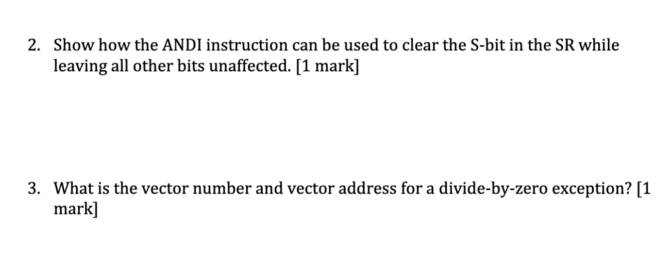 Solved 2. Show how the ANDI instruction can be used to clear | Chegg.com
