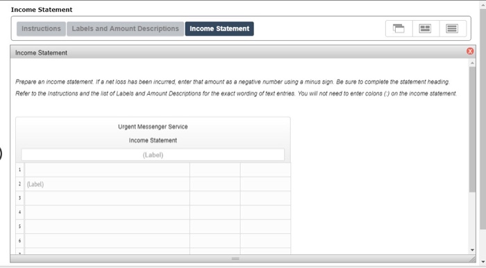 Solved Income Statement Labels and Amount Descriptions | Chegg.com