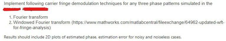 Solved Implement following carrier fringe demodulation | Chegg.com