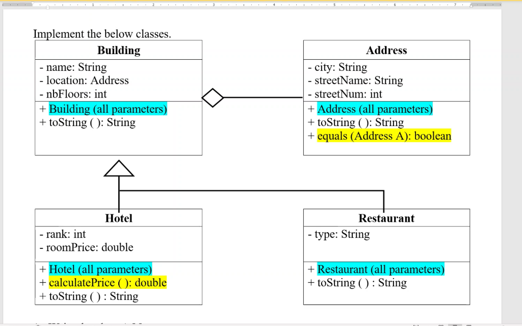 Solved Implement the below classes. Building - name: String | Chegg.com