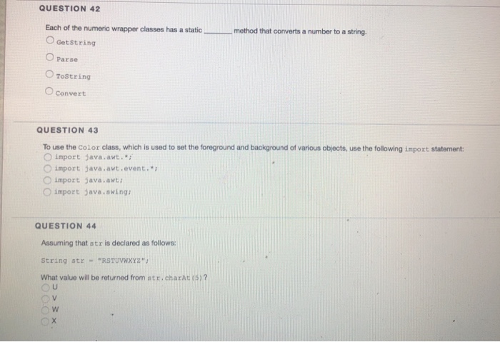 Solved Question 42 Each Of The Numeric Wrapper Classes Has O 8867