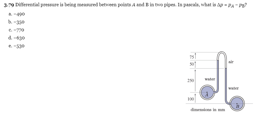 Solved 3.79 Differential pressure is being measured between | Chegg.com